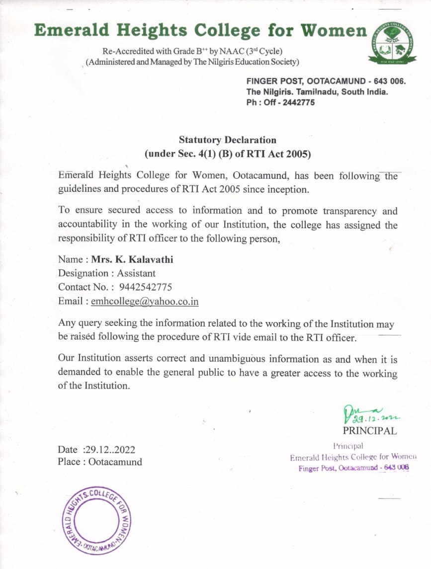 Statutory Declarations – Emerald Heights College for Women